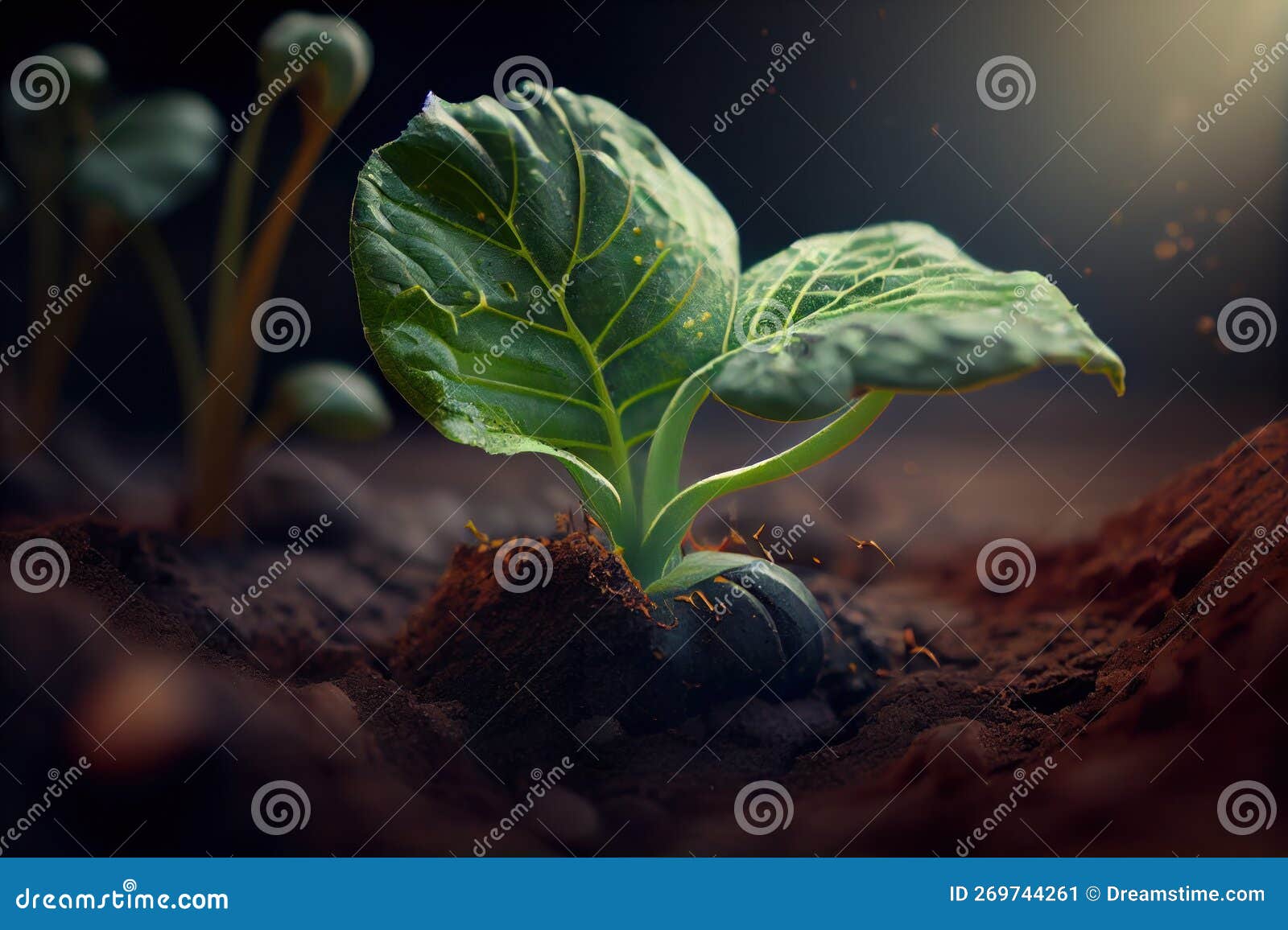 Young Summer Squash Plant Sprouting First Genuine Leaf, Majestically ...