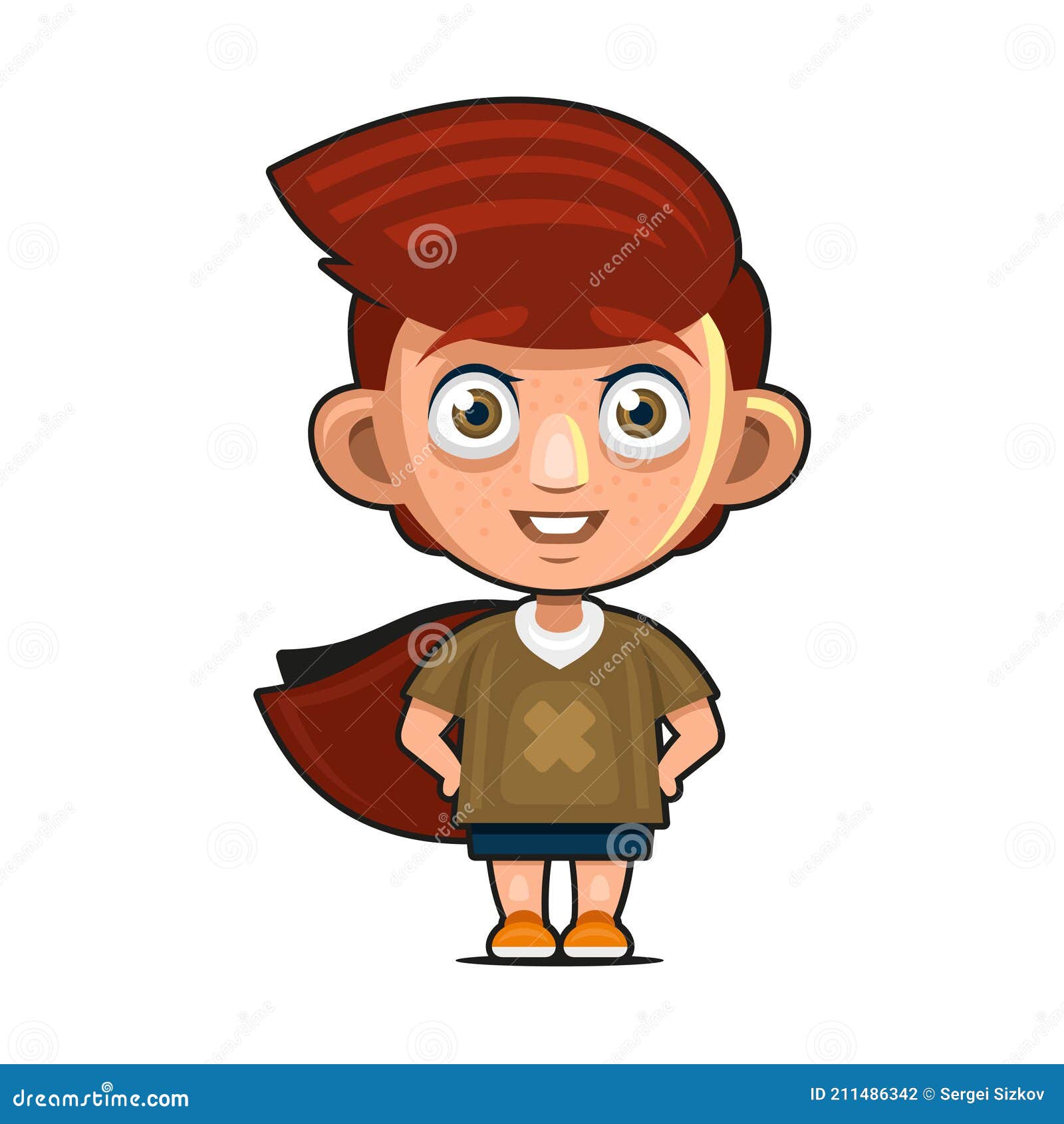 Young Superhero Man. Cartoon Character with Cloak Stock Vector ...