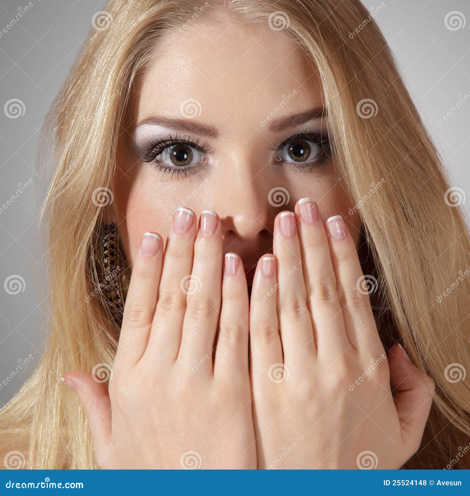 Young Surprised Woman with Hands Stock Photo - Image of pretty ...