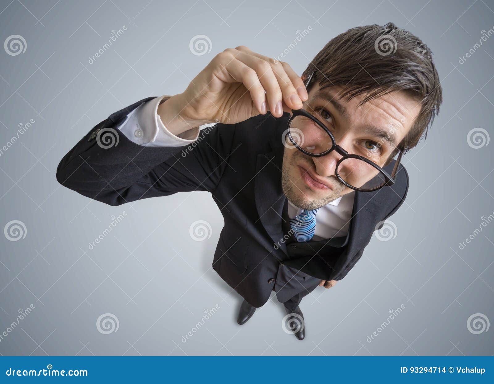 Young Suspicious Man is Looking at You. View from Top Stock Photo ...