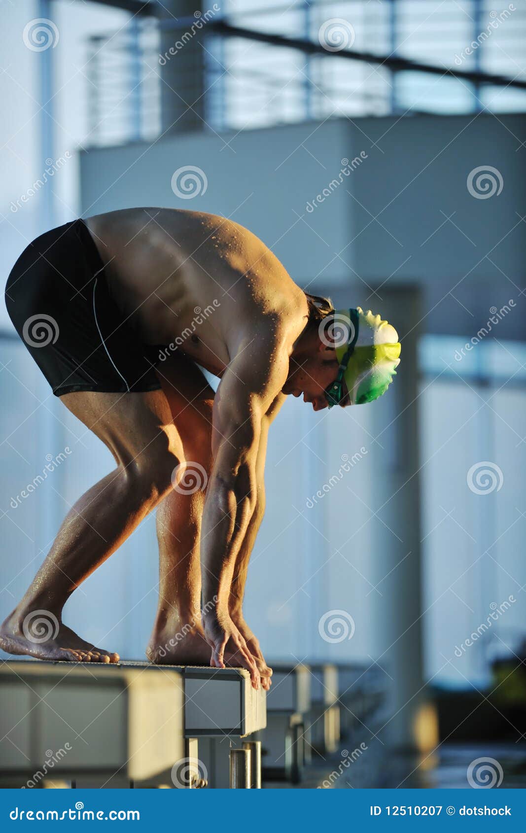 Young Swimmmer on Swimming Start Stock Image - Image of determination ...