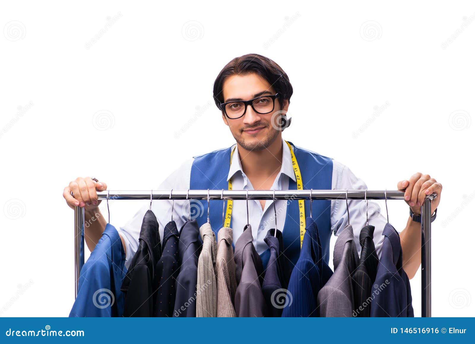 The Young Tailor Isolated on White Stock Photo - Image of couturier ...