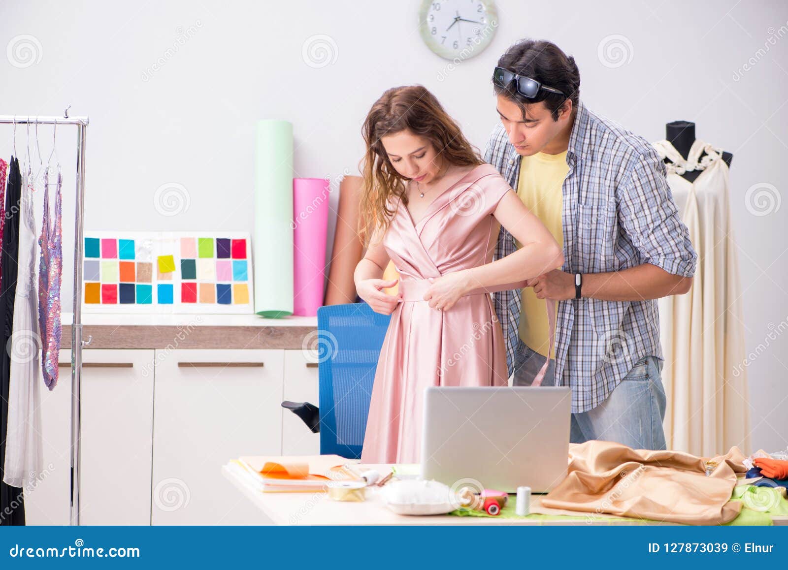 The Young Tailor Working in His Workshop Stock Image - Image of cloth ...
