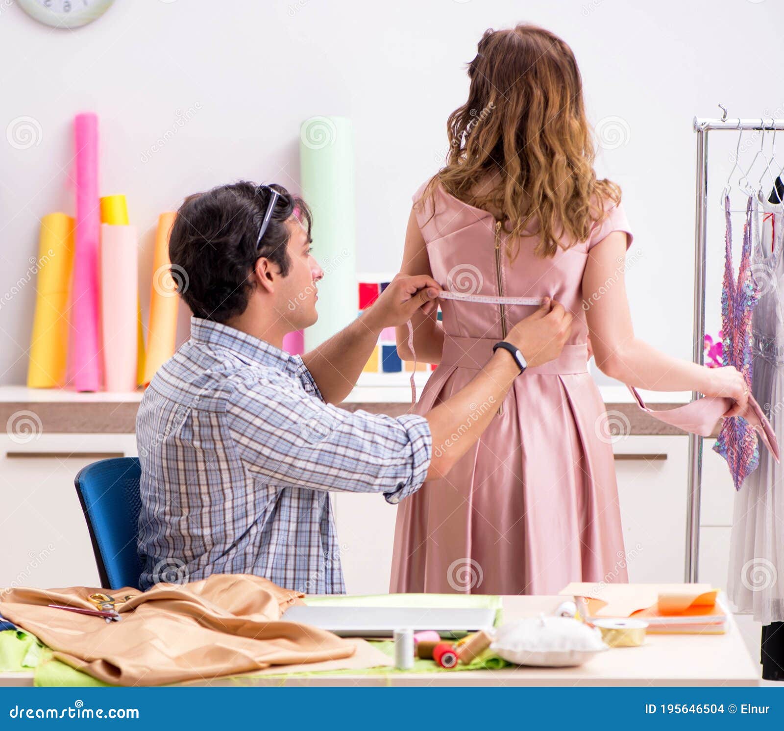 Young Tailor Working in His Workshop Stock Photo - Image of cloth ...