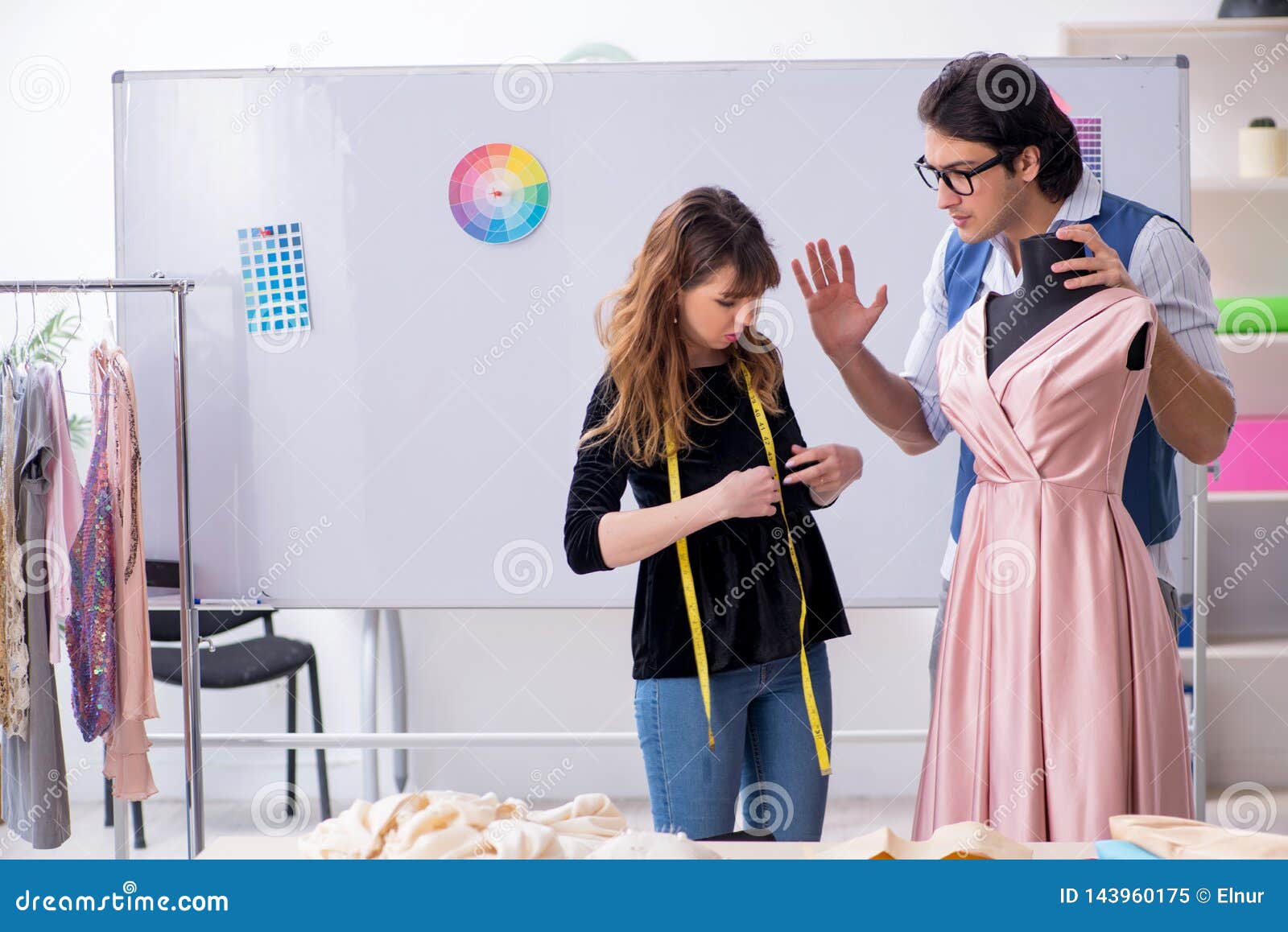 The Young Tailors Working in Workshop Stock Image - Image of meter ...