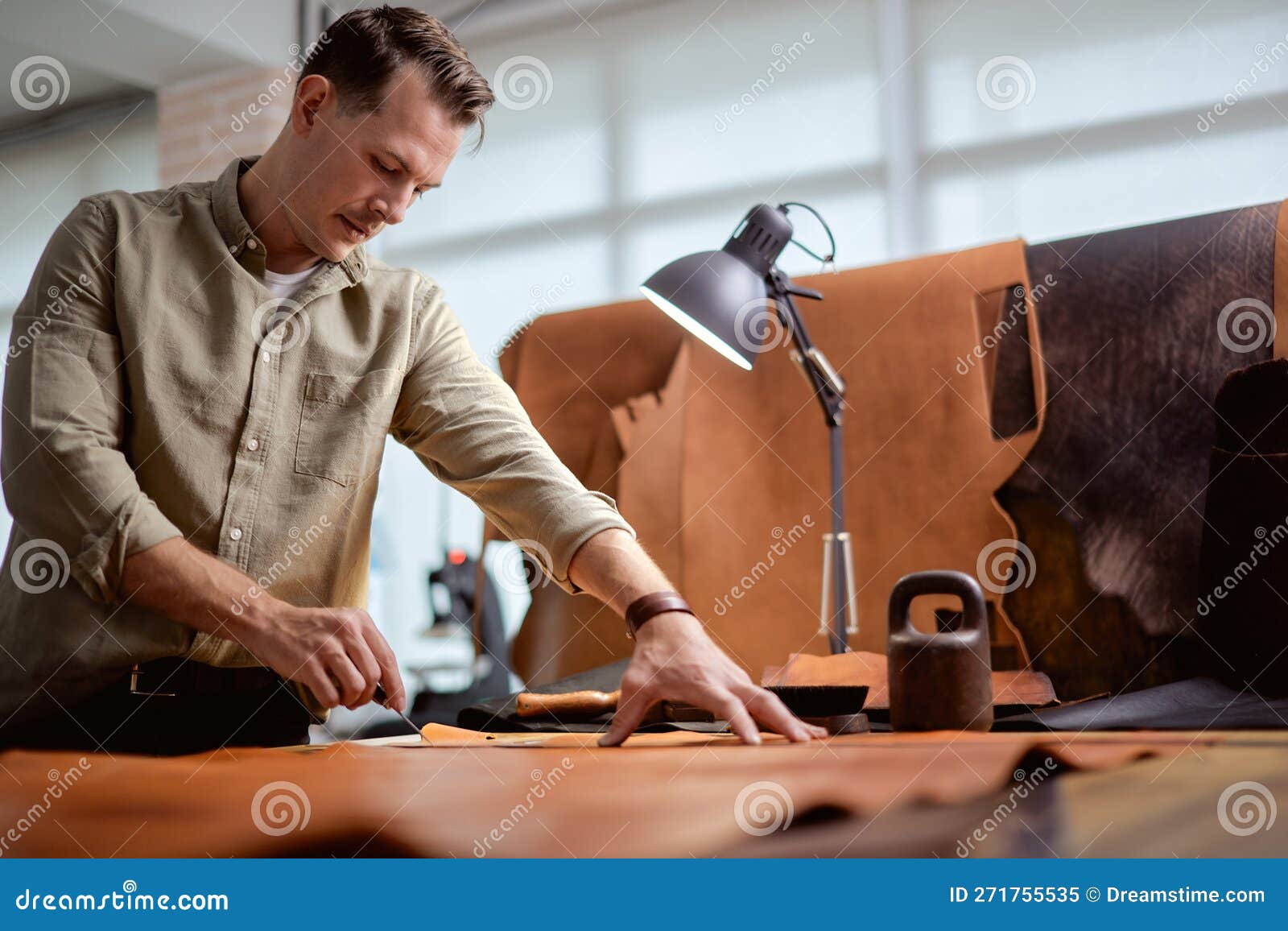 Young Talented Tanner Working at Studio Stock Image - Image of ...