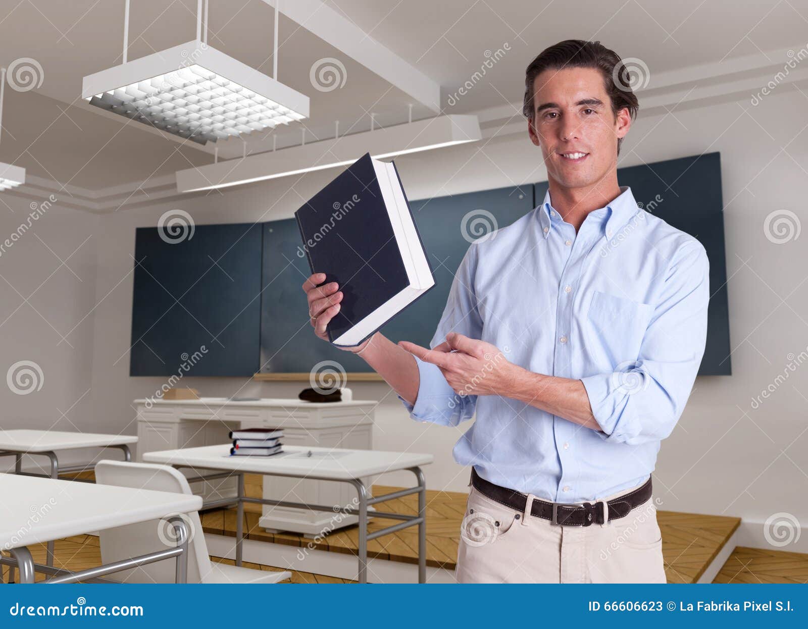 Young Teacher Pointing To a Book Stock Image - Image of college, point ...