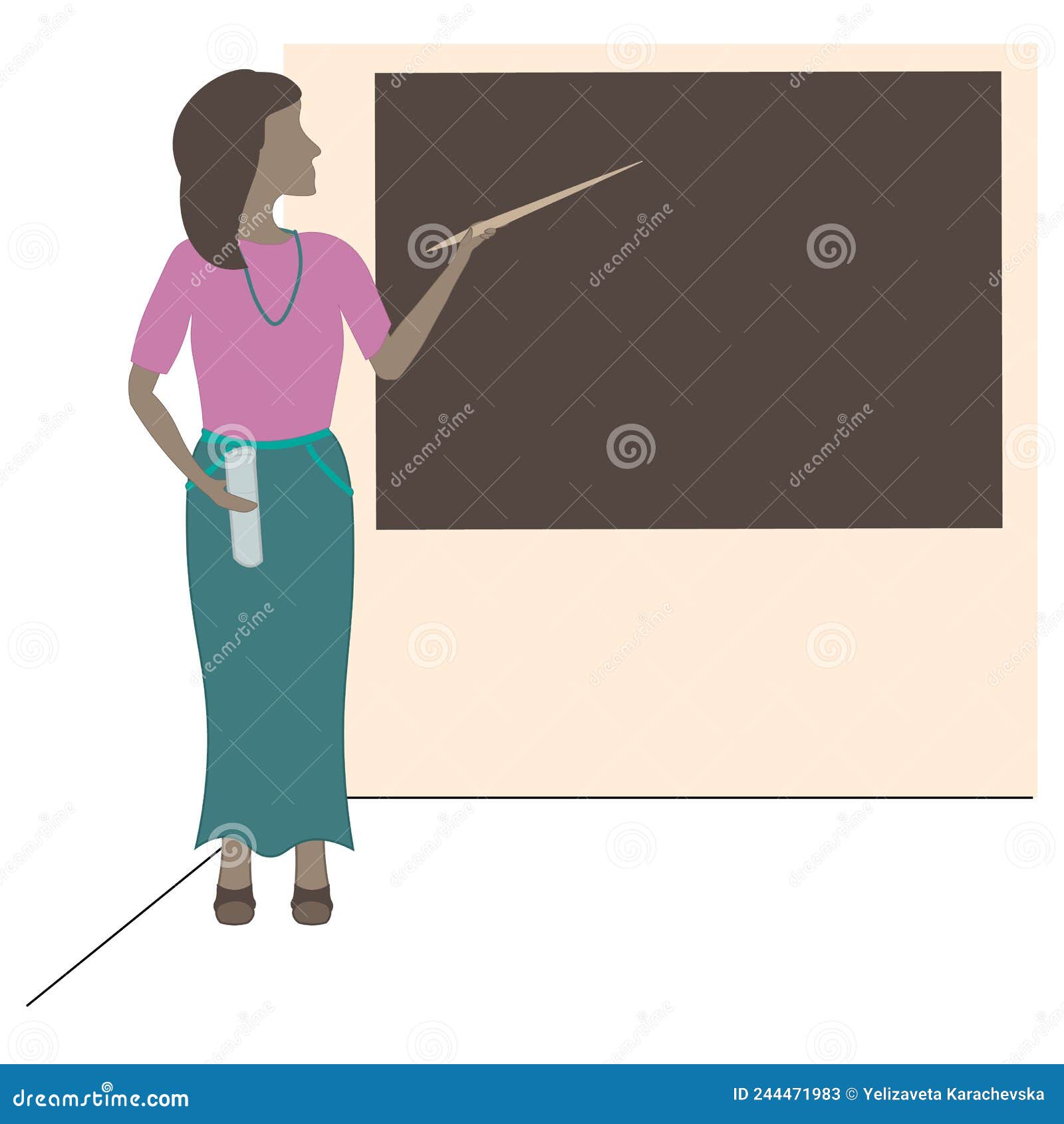 A Young Teacher Stands with a Pointer and Points To the Board Stock ...