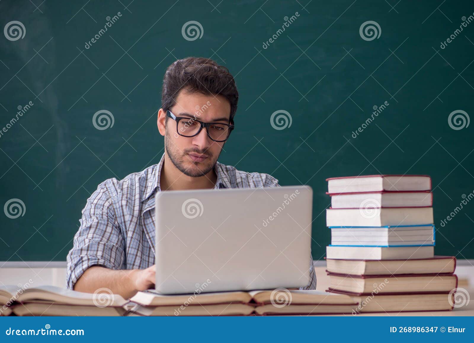 Young Male Teacher in Tele-education Concept Stock Image - Image of ...