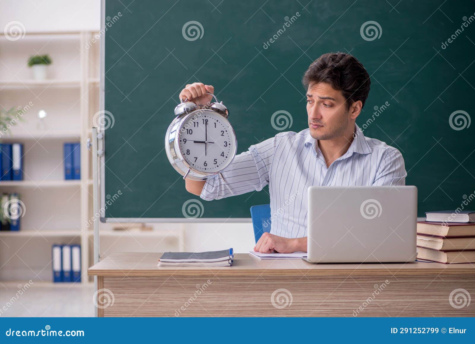 Young Male Teacher in Time Management Concept Stock Image - Image of ...