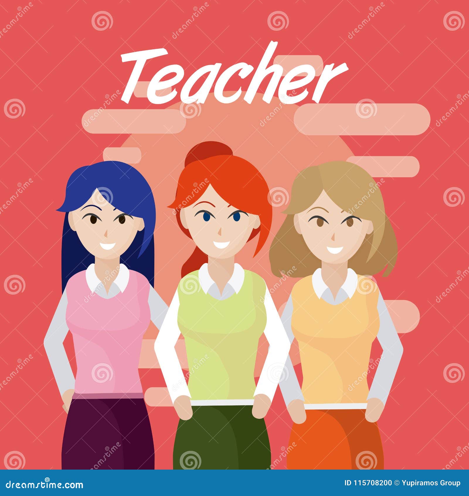 Young teachers teamwork stock vector. Illustration of school - 115708200
