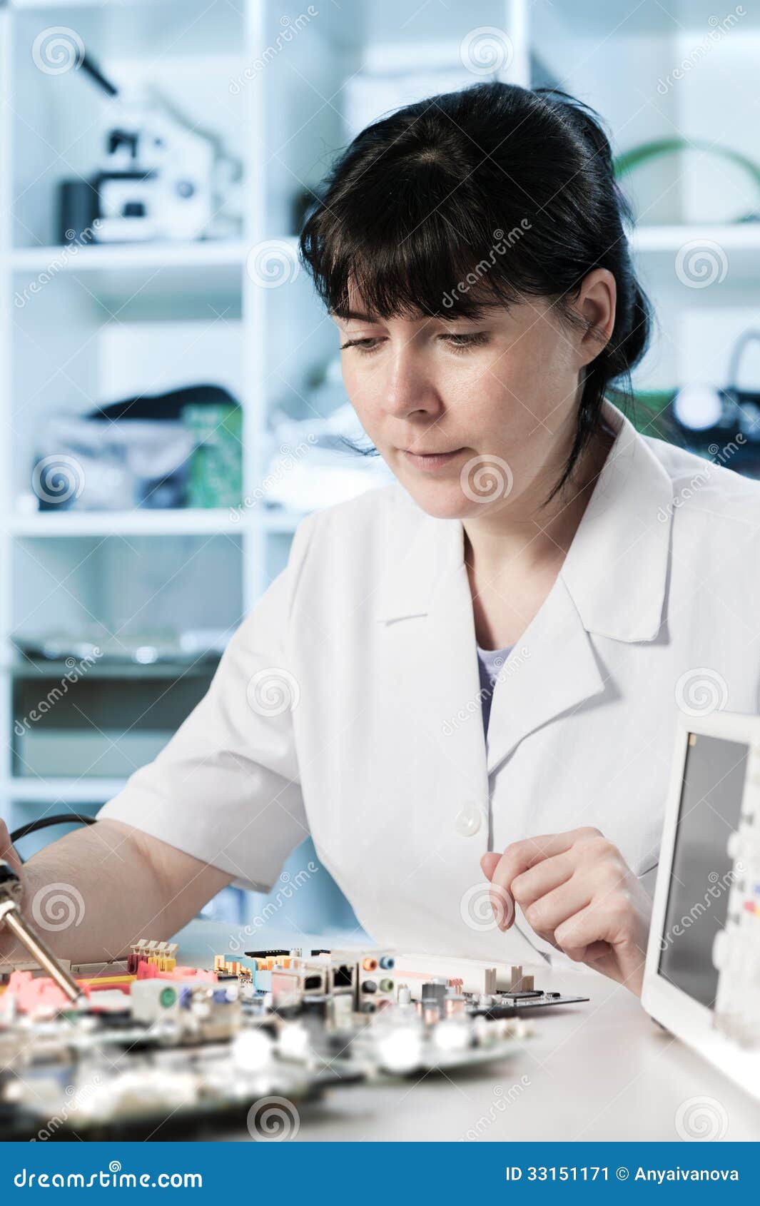 Young Tech Repairs Computers Stock Image - Image of electronic, device ...