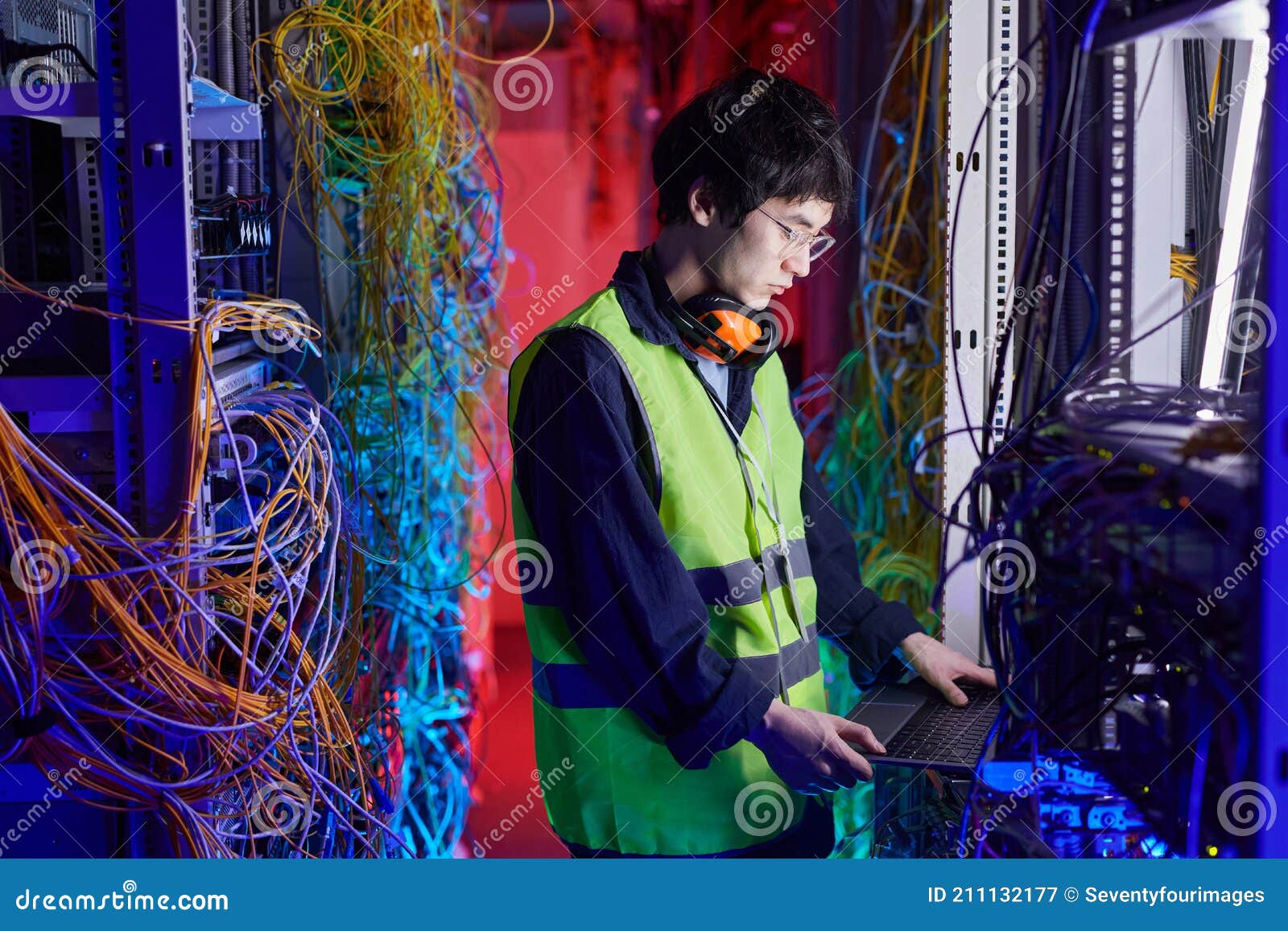 Young Technician Setting Up Internet Network Stock Image - Image of ...