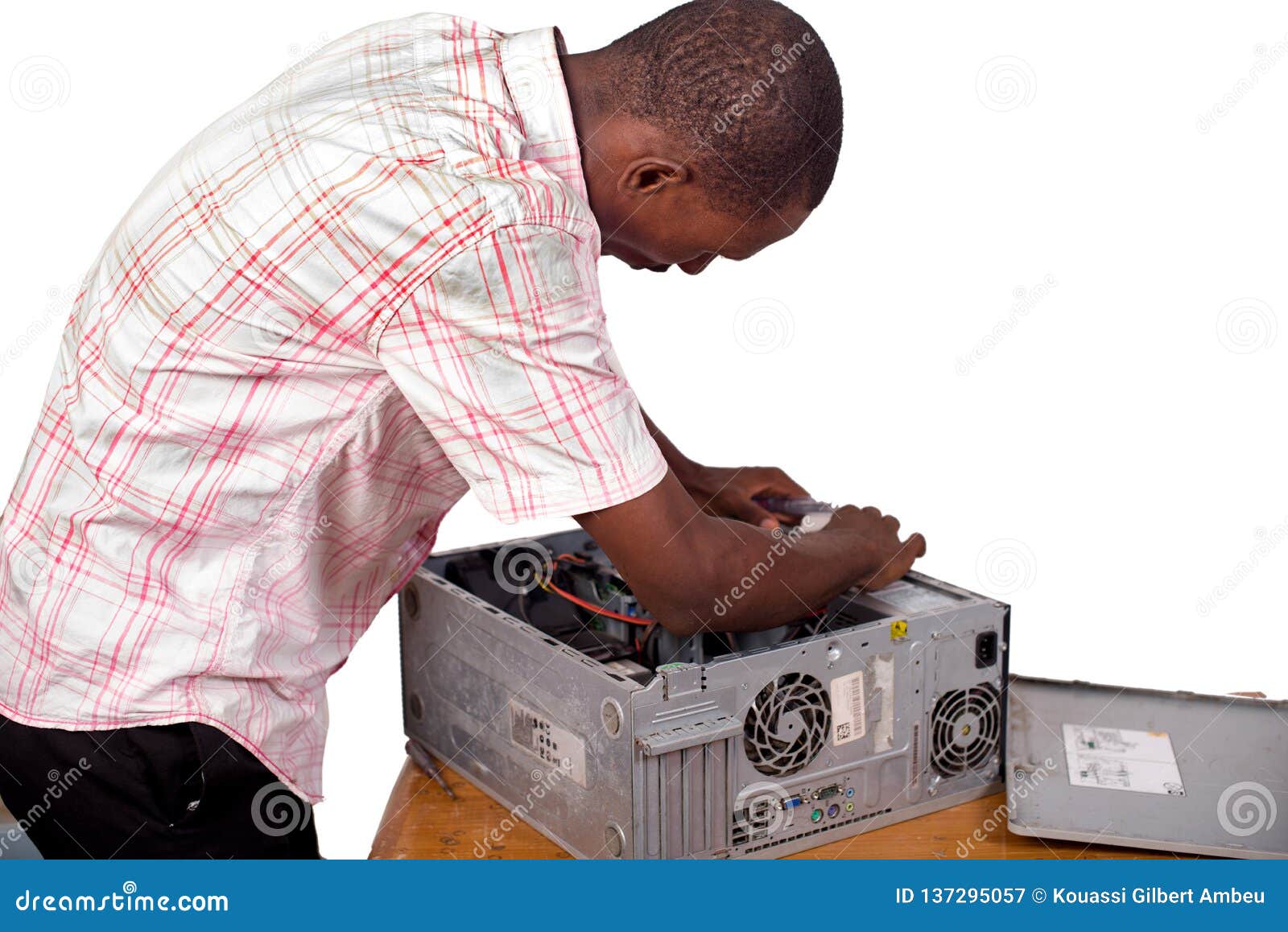 Technician Fixing the Computer in the Office Stock Image - Image of ...