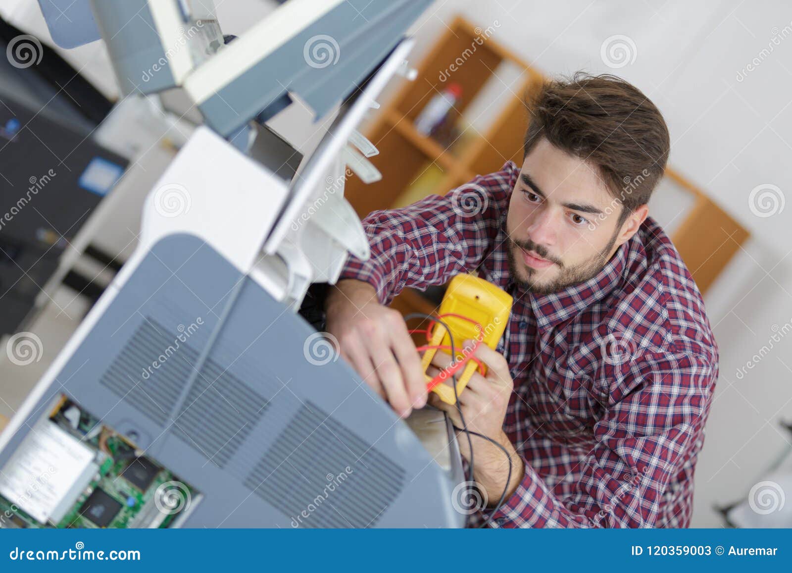 Young Technician Using Multimeter Stock Image - Image of young, test ...