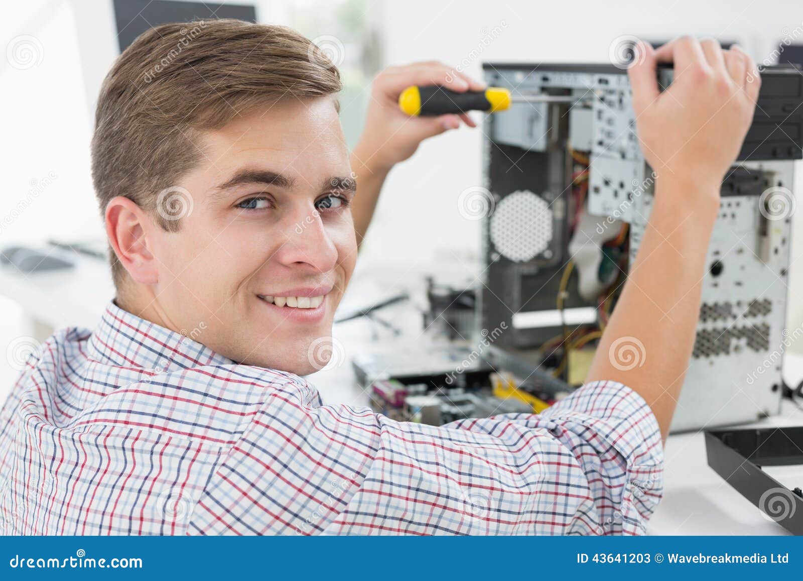 Young Technician Working on Broken Computer Stock Image - Image of tech ...
