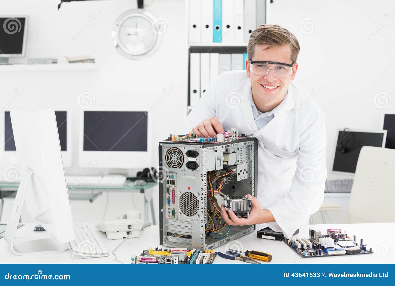 Young Technician Working on Broken Computer Stock Image - Image of tech ...
