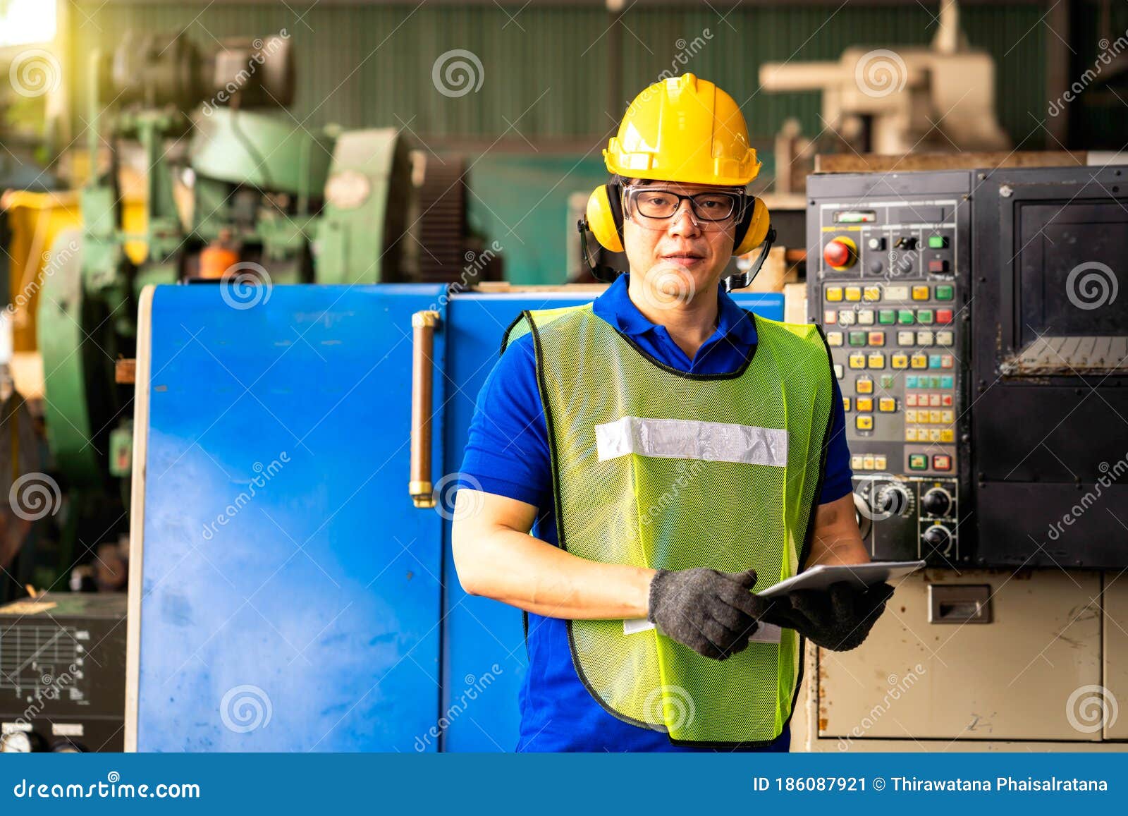 Young Technicians Factory Worker Controlling the Work. Engineer ...