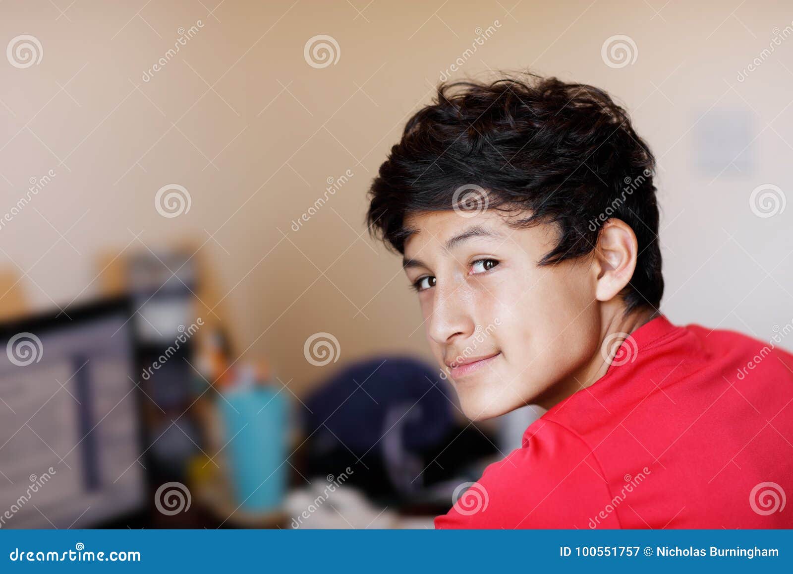 Boy Working at the Computer Stock Image - Image of game, teenager ...