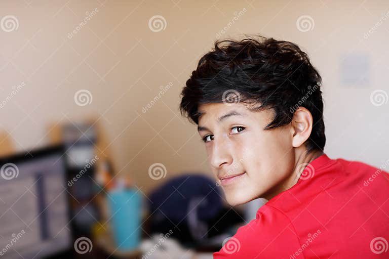 Boy Working at the Computer Stock Image - Image of game, teenager ...