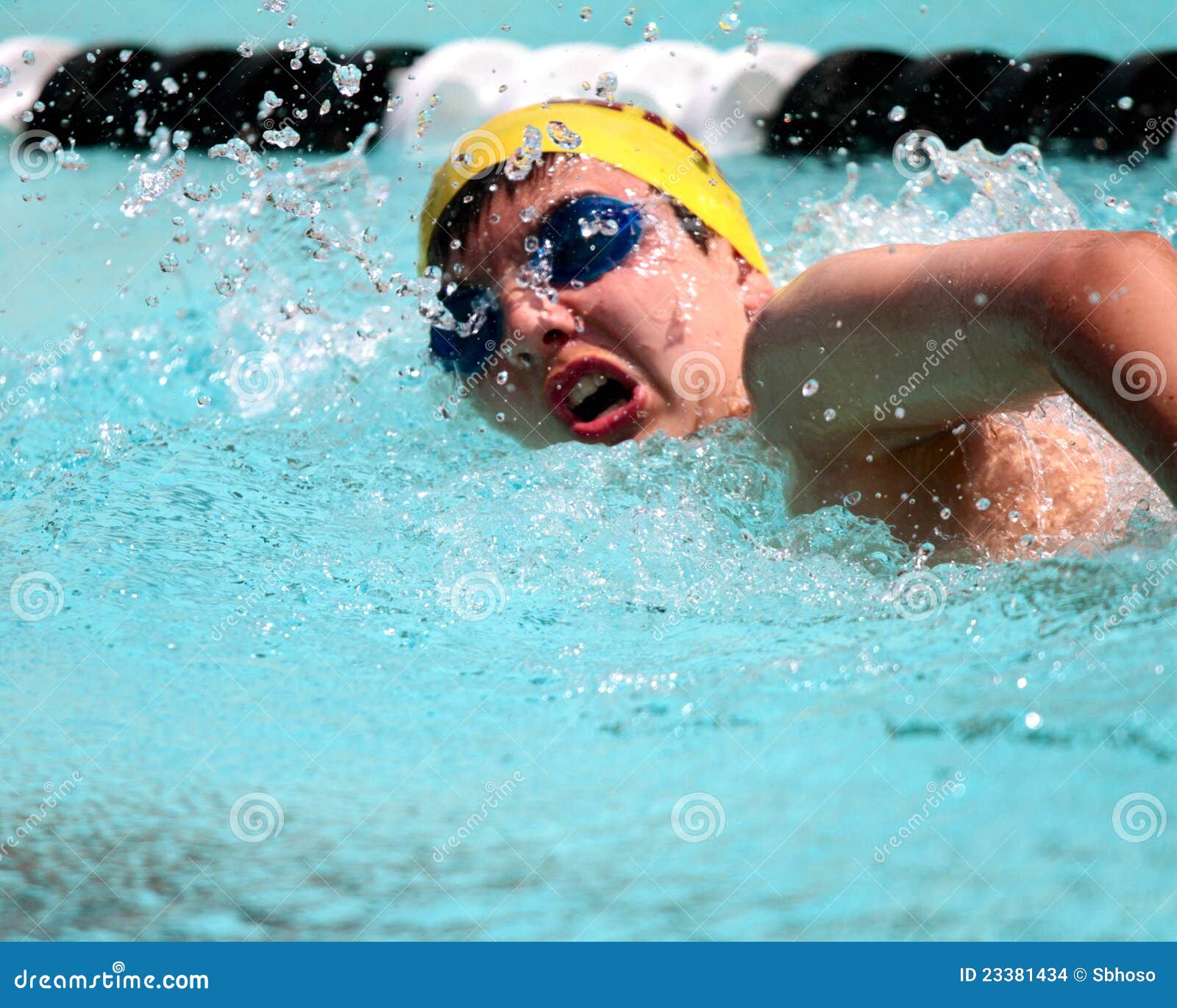Young teen swims freestyle stock photo. Image of pool - 23381434