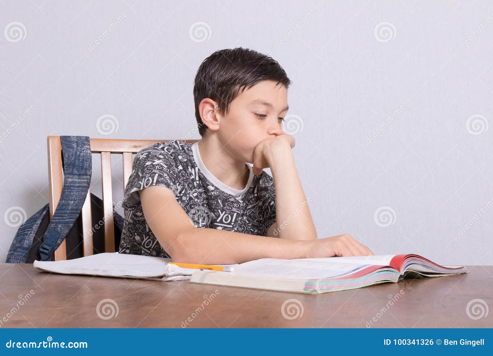 Young Teenage Boy Doing His Homework Stock Photo - Image of school ...