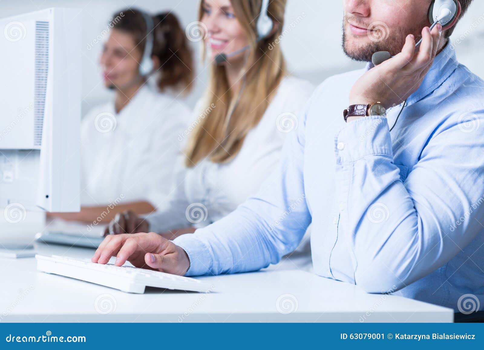 Young Telemarketers in the Office Stock Image - Image of outfit ...