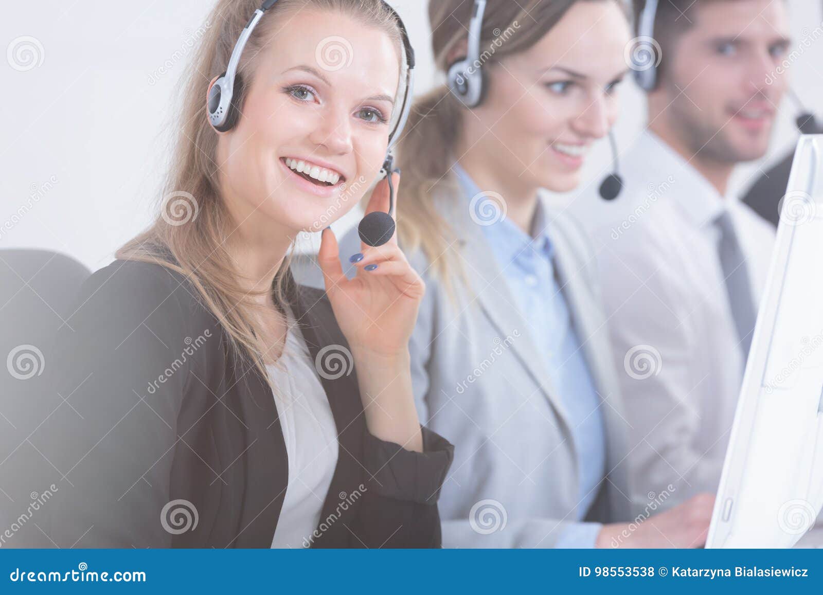 Young Telemarketers Working Stock Photo - Image of shirt, sitting: 98553538