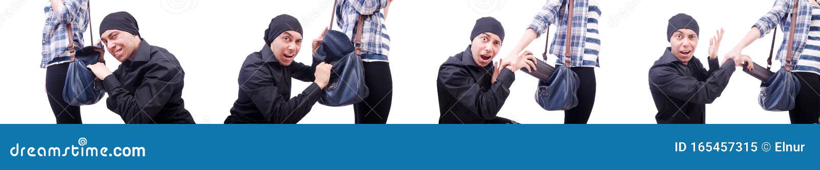 Young Thief Stealing Woman`s Bag Stock Image Image Of Black Fear