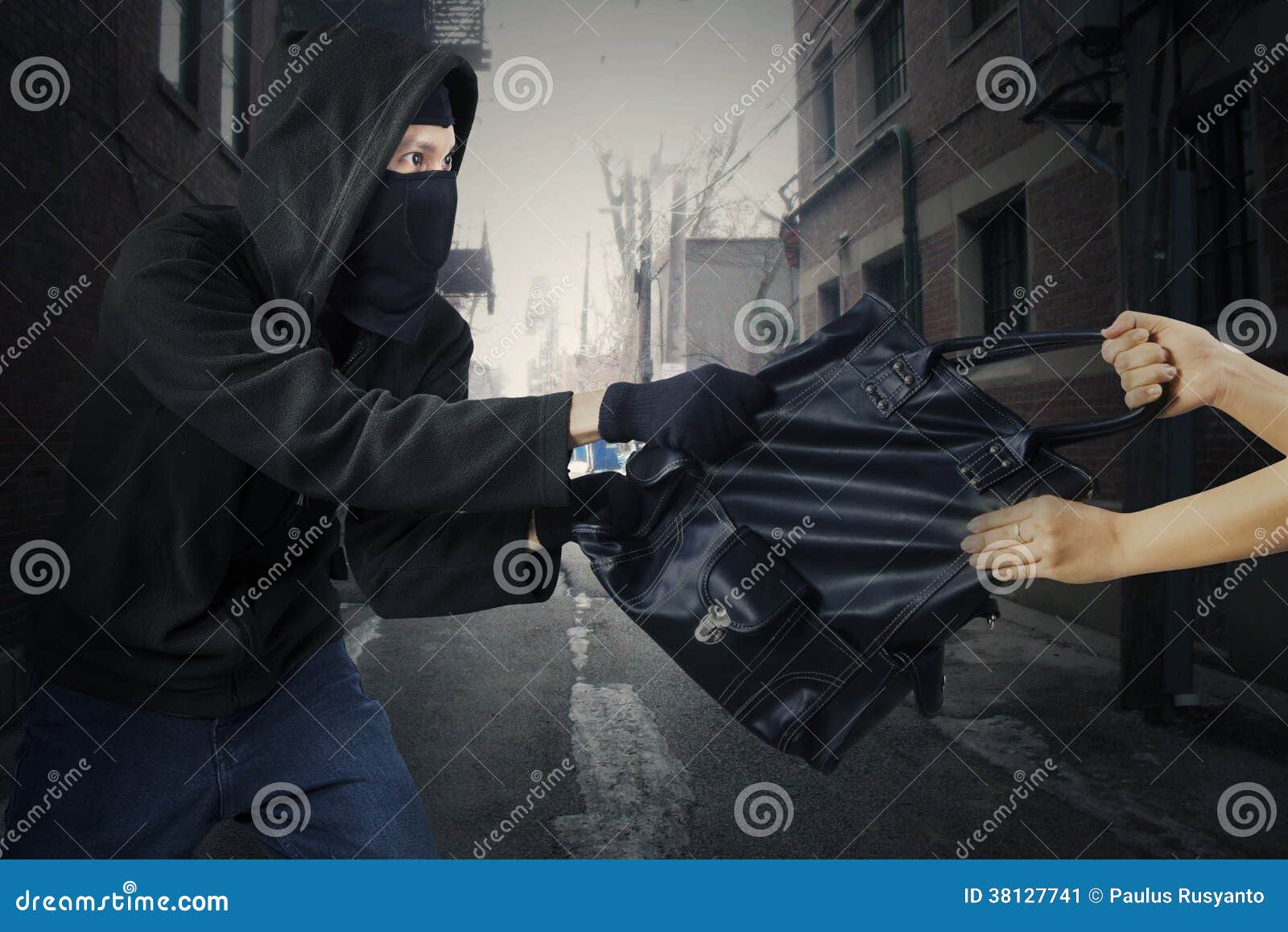 Young Thief Stealing Woman S Bag Stock Image Image Of Criminal