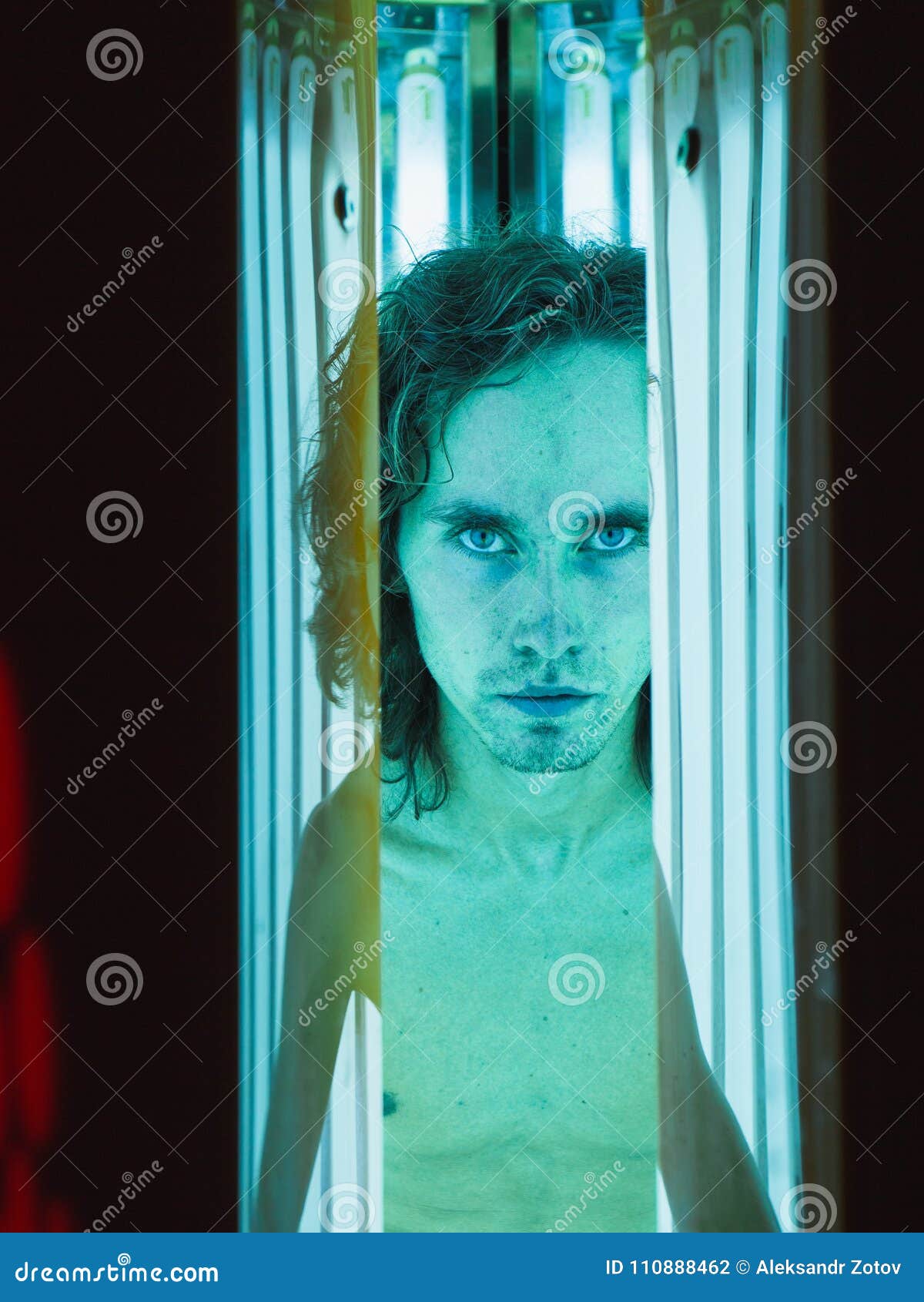 Young Thin Man at Solarium in Beauty Salon Stock Photo - Image of ...