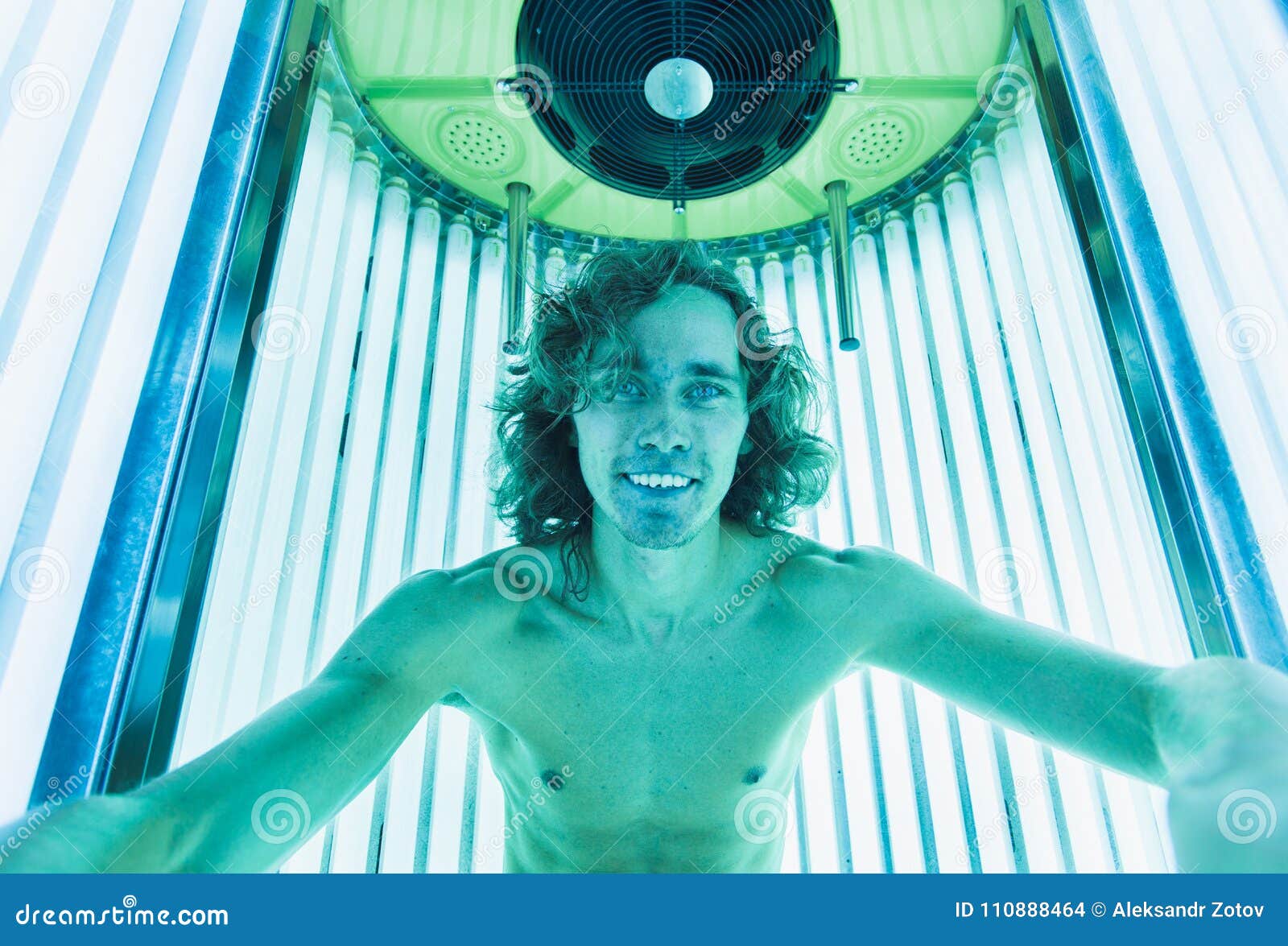 Young Thin Man at Solarium in Beauty Salon Stock Photo - Image of ...