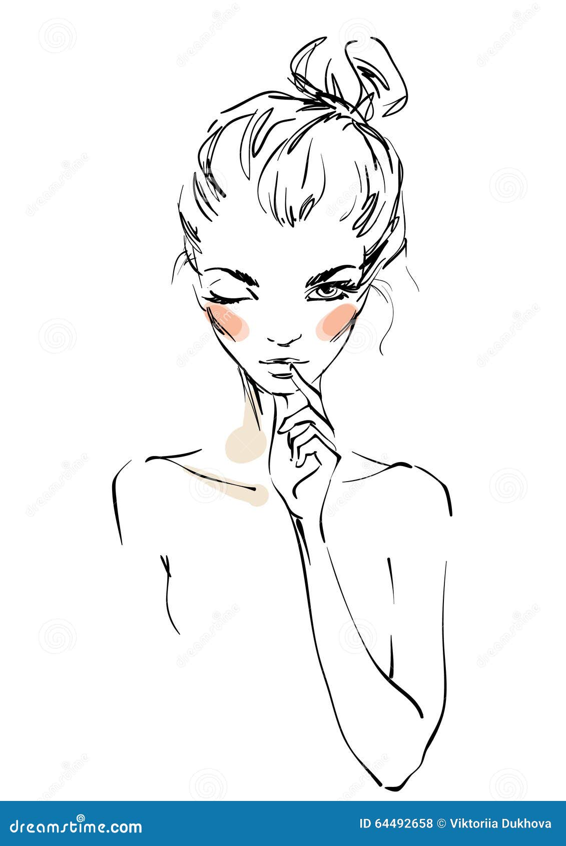 Young thinking woman stock illustration. Illustration of cosmetology ...