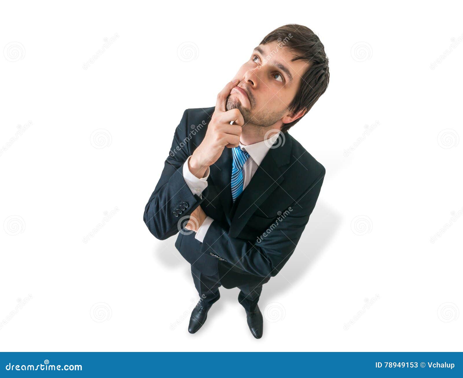 Young Thoughtful Businessman is Thinking. View from Top Stock Image ...