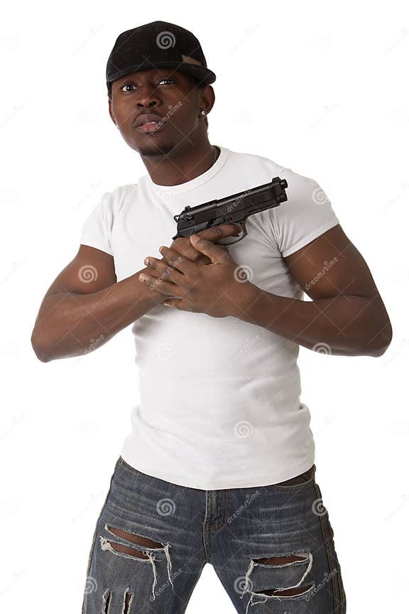 Young thug with a gun stock image. Image of looking, ethnicity - 24508217