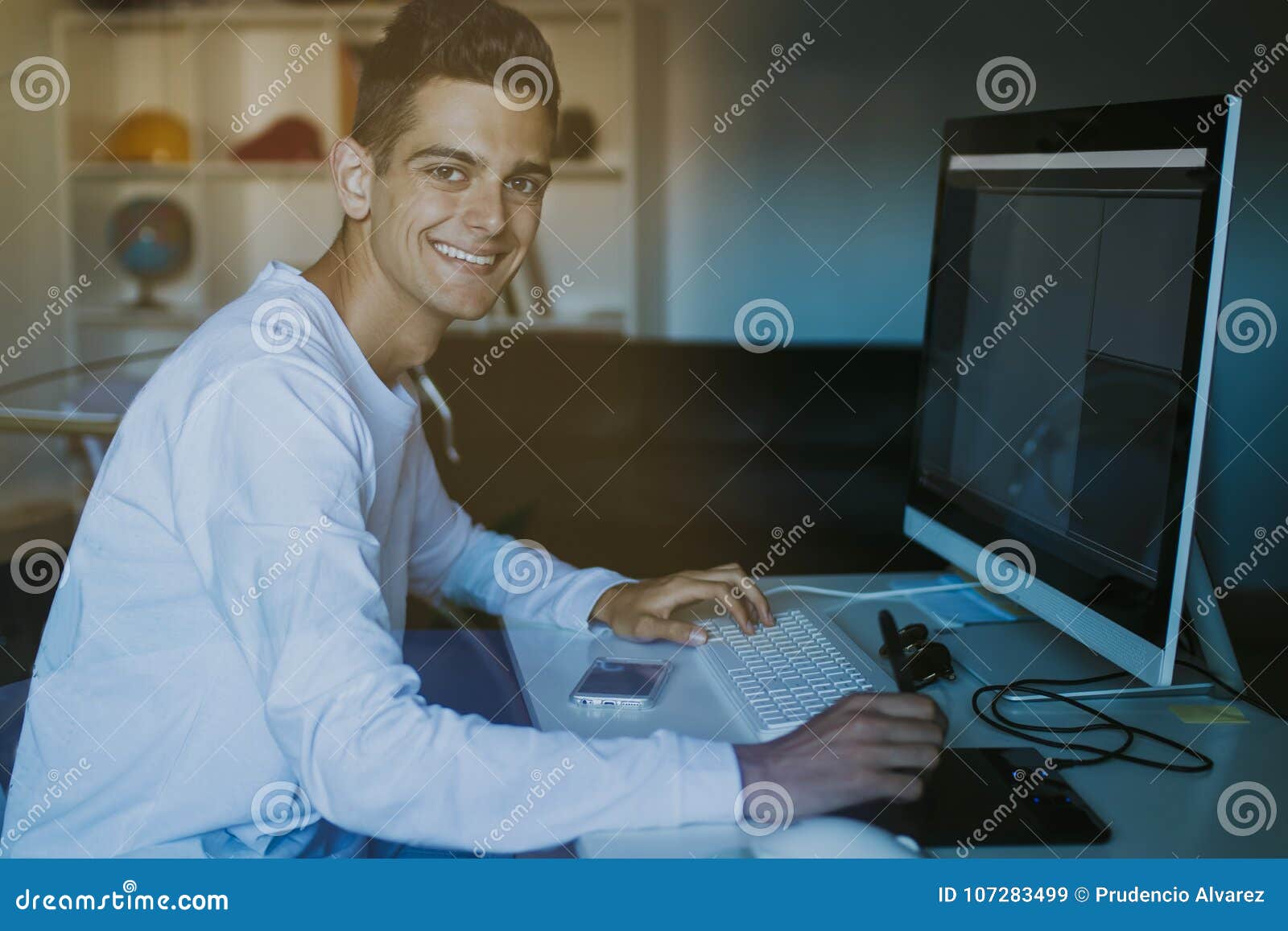 Young man with computer stock image. Image of students - 107283499