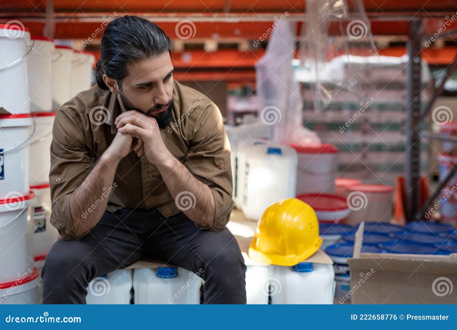 Young Tired Male Worker Having Rest Stock Photo - Image of stack ...