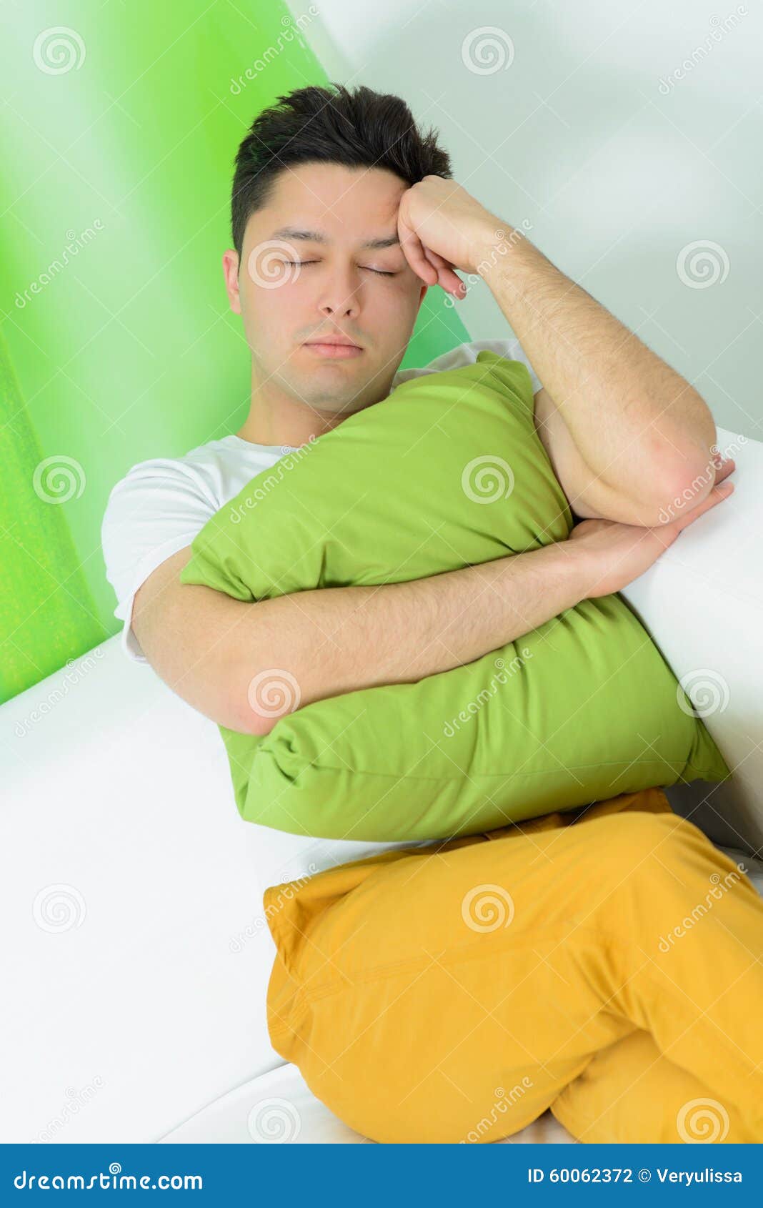 Young Tired Man Sleeping at Sofa Stock Photo - Image of break, asleep ...