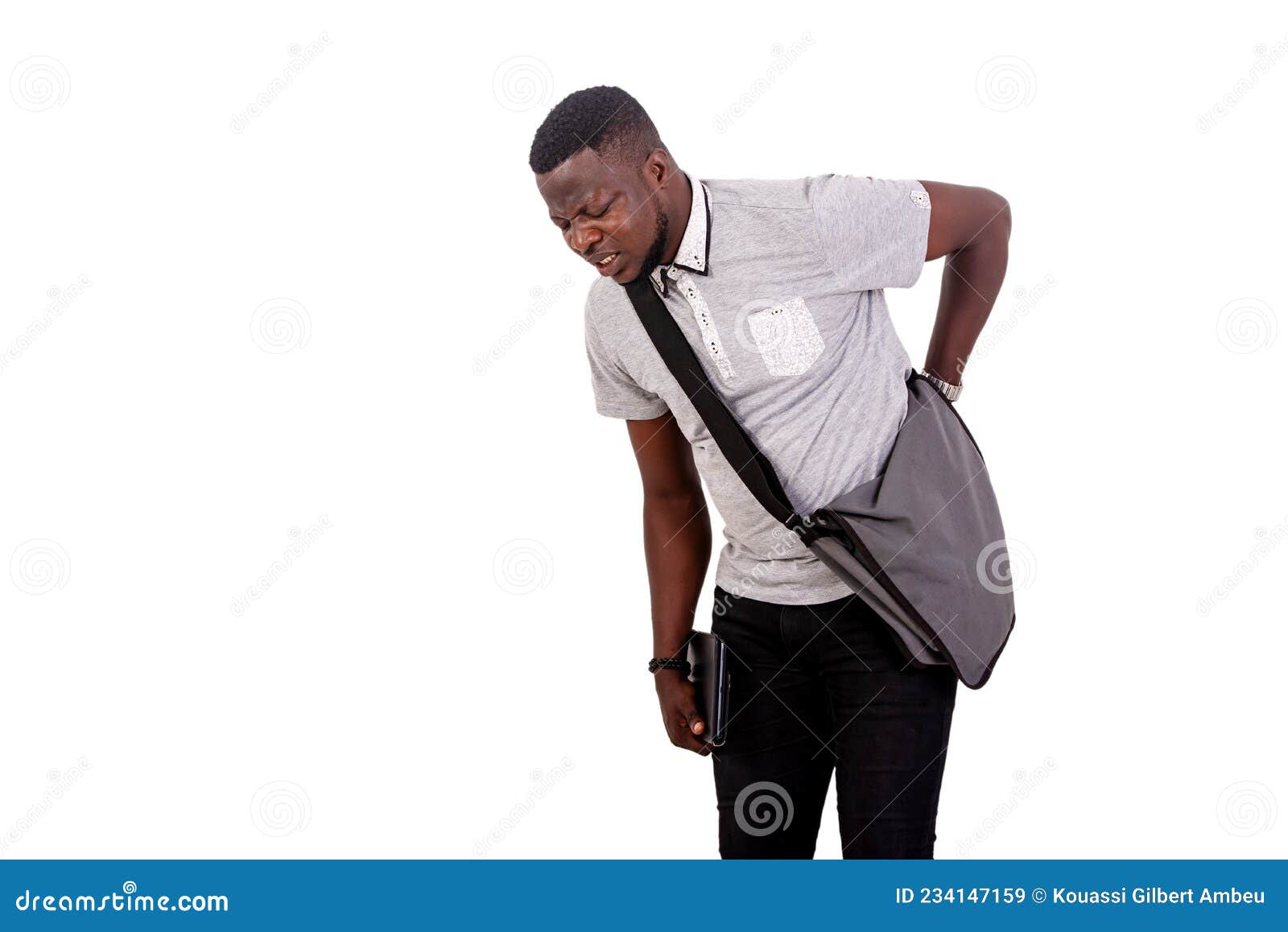 Young Tired Student Man Feeling Back Pain Stock Image - Image of ...