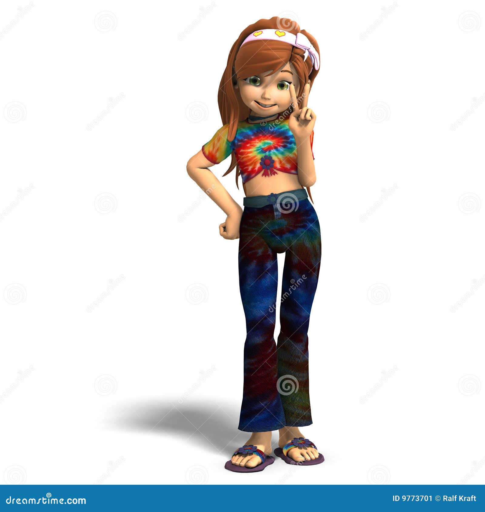 Young Toon Girl Shows Peace Symbol Stock Illustration - Illustration of ...