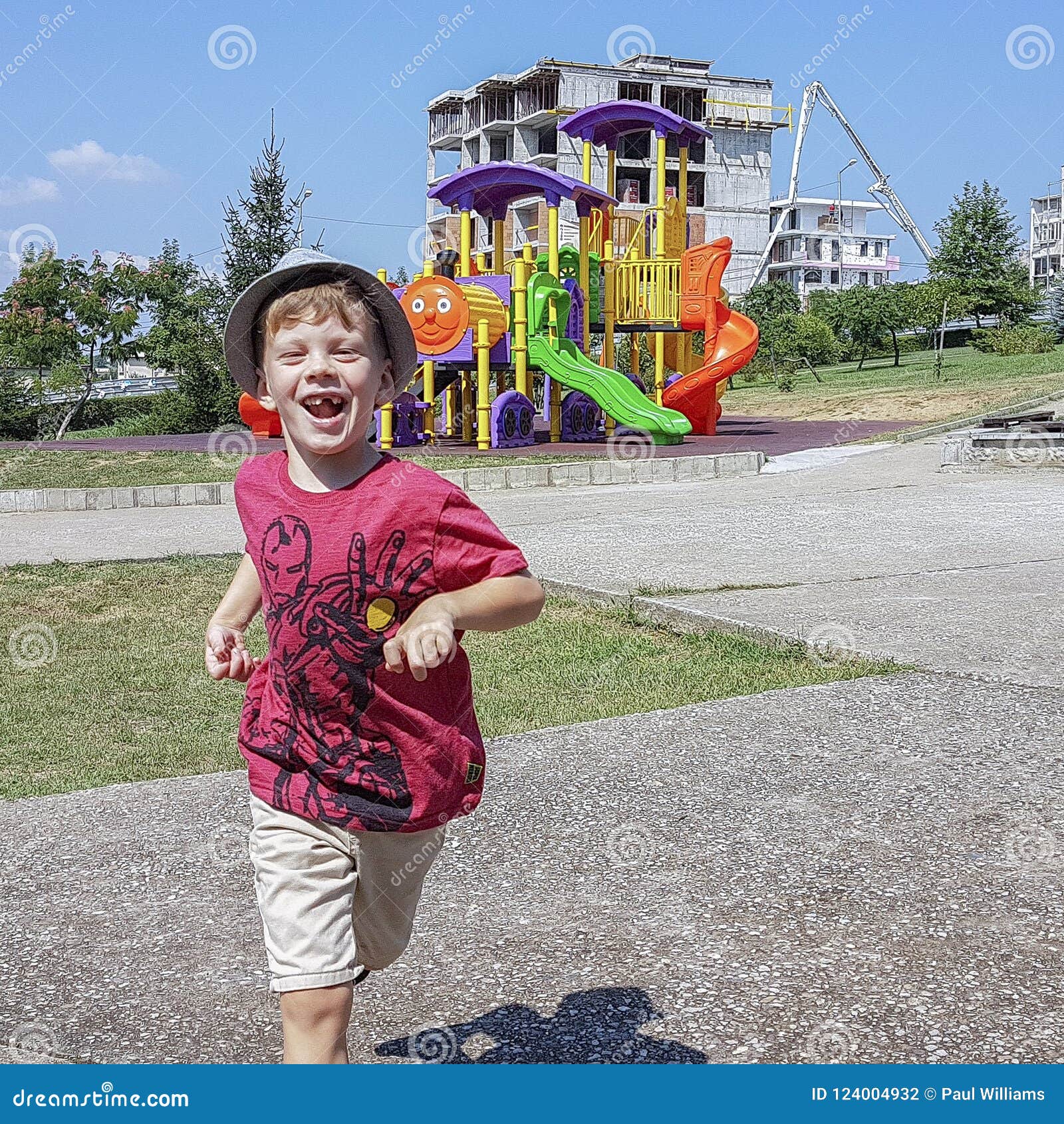 Young Toothless Boy Running and Laughing Stock Photo - Image of sport ...