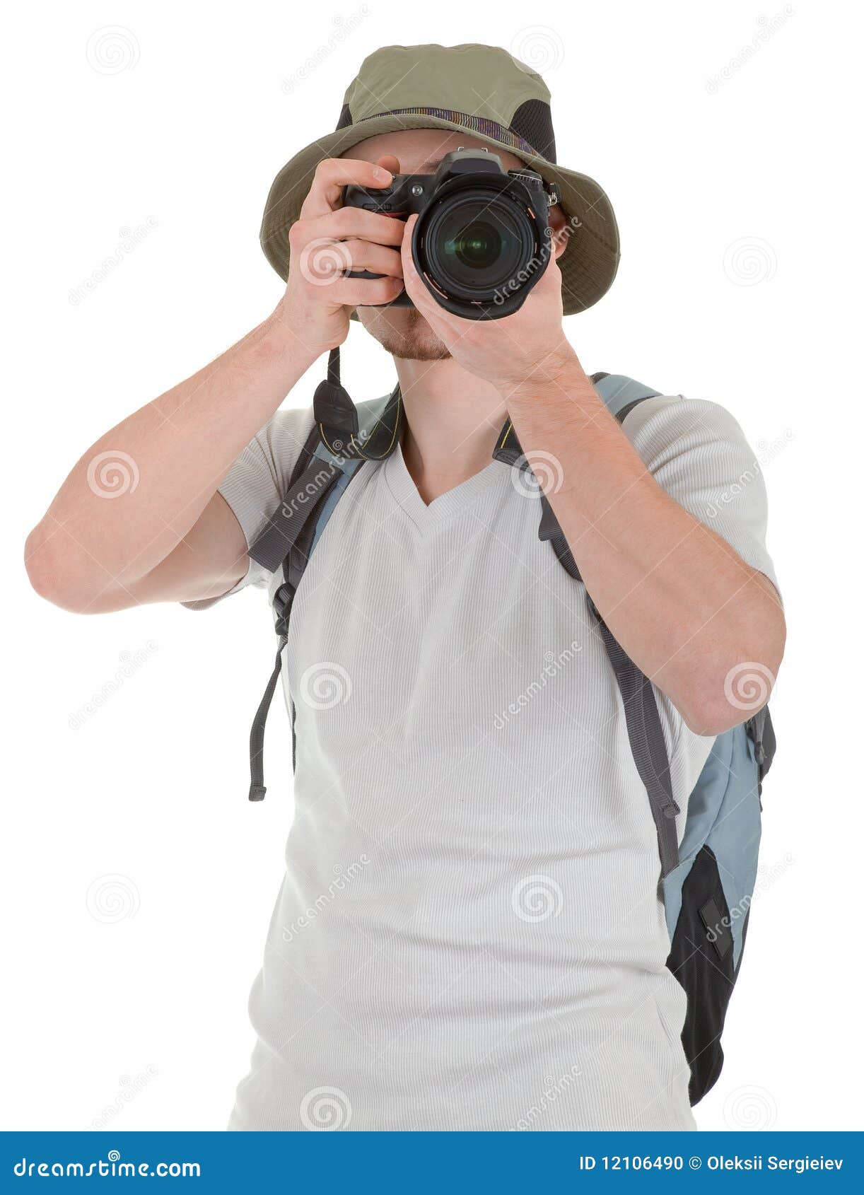 Young tourist with camera stock photo. Image of male - 12106490