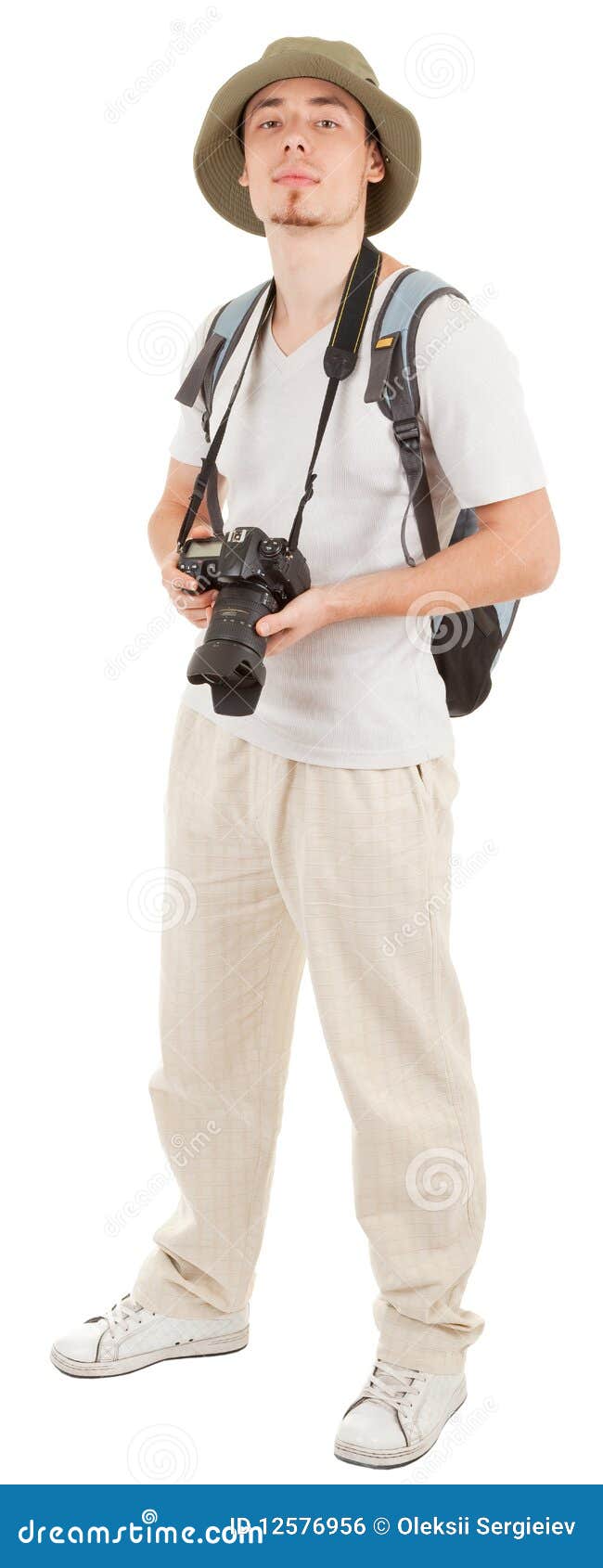 Young tourist with camera stock photo. Image of casual - 12576956
