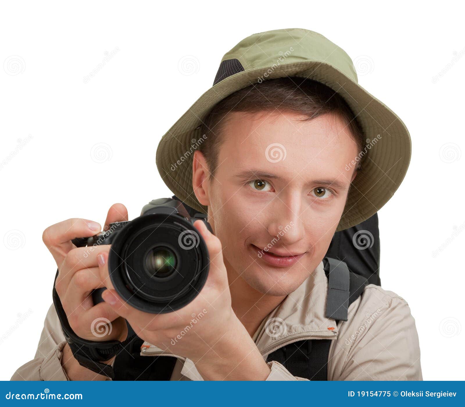 Young tourist with camera stock image. Image of photographer - 19154775