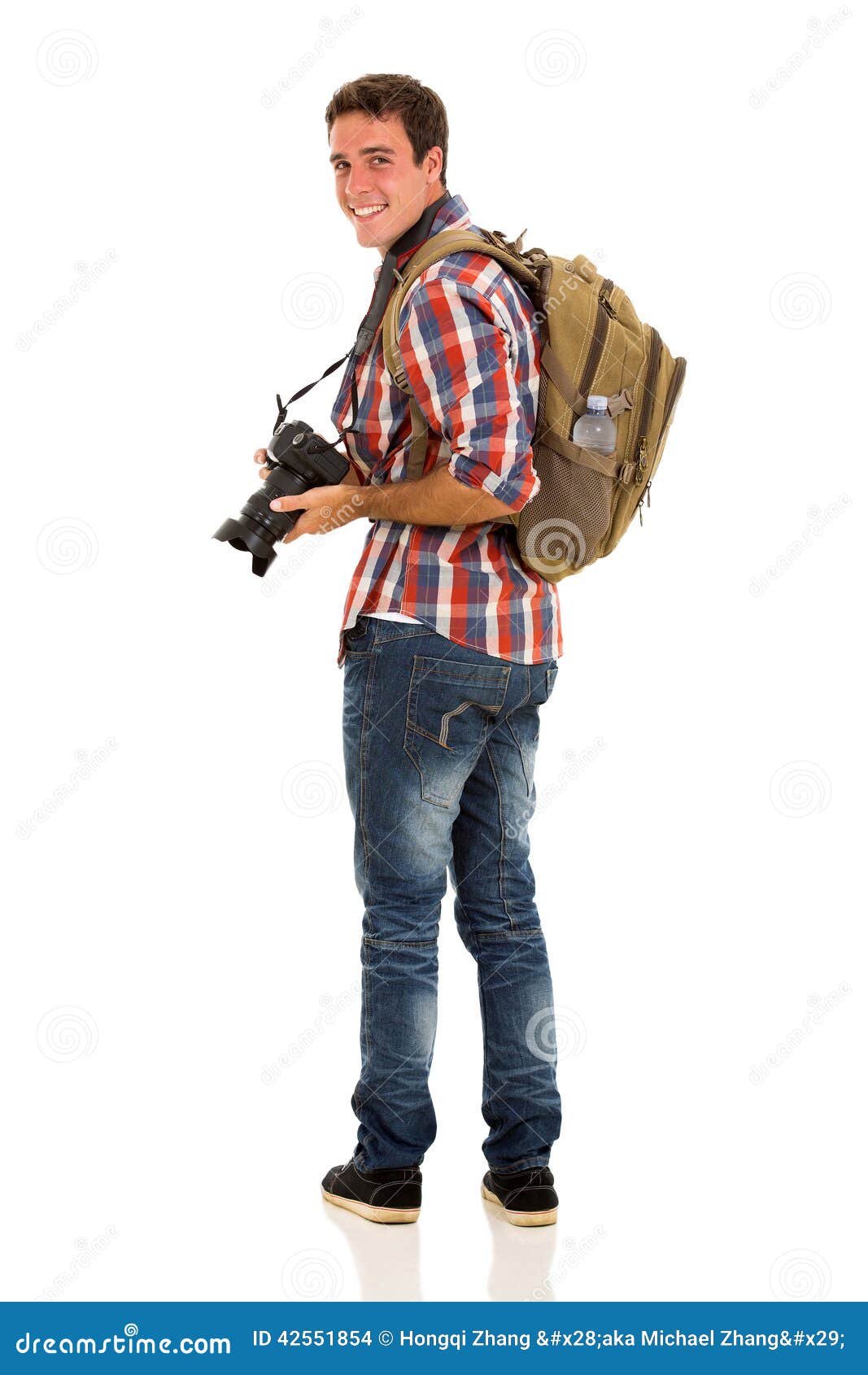 Young tourist looking back stock photo. Image of casual - 42551854