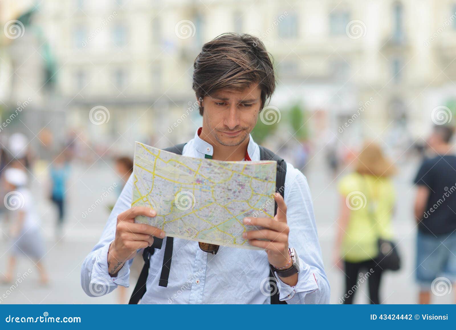Young Tourist Watching the Map Stock Photo - Image of destination ...