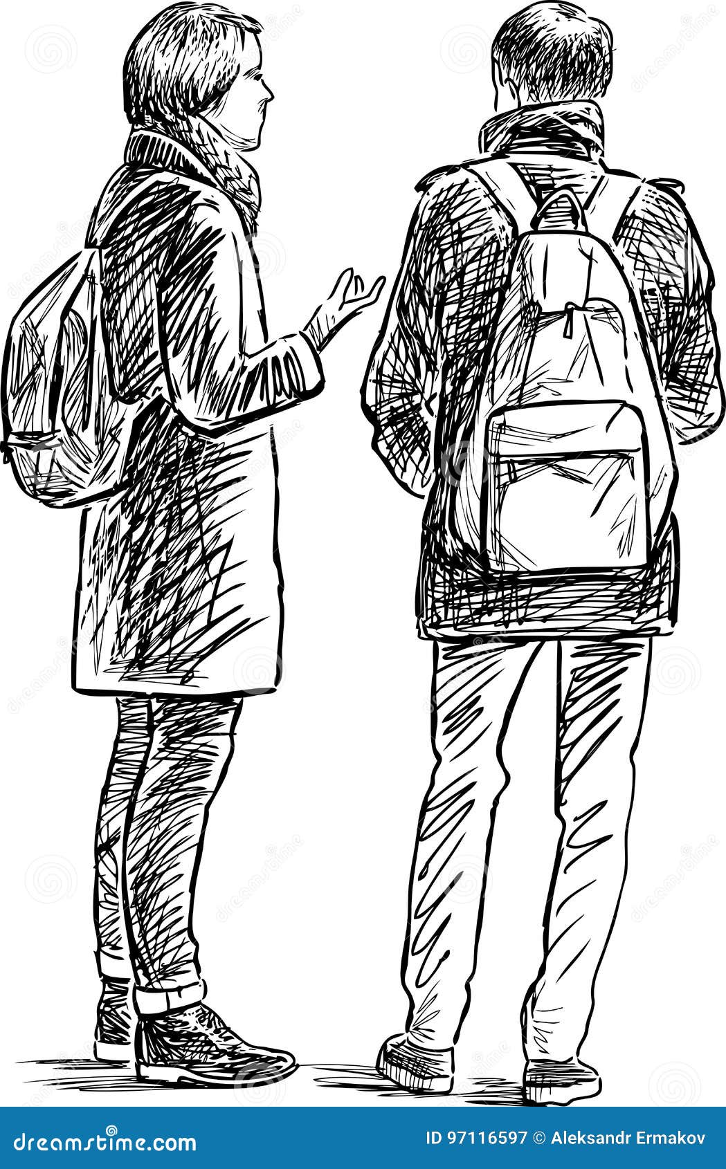 The Young Townspeople Have a Conversation Stock Vector - Illustration ...