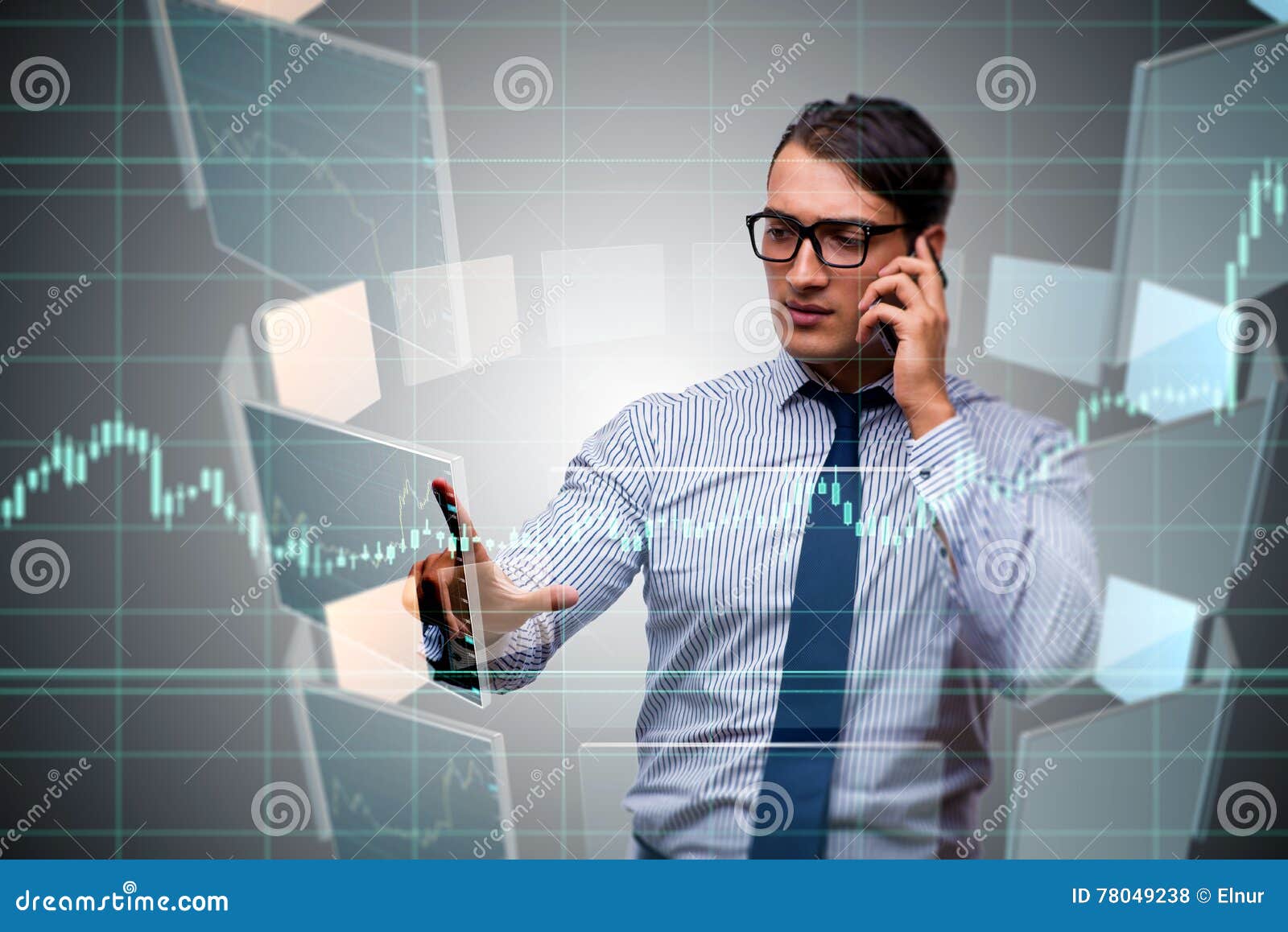 The Young Trader Talking on the Phone Stock Illustration - Illustration ...