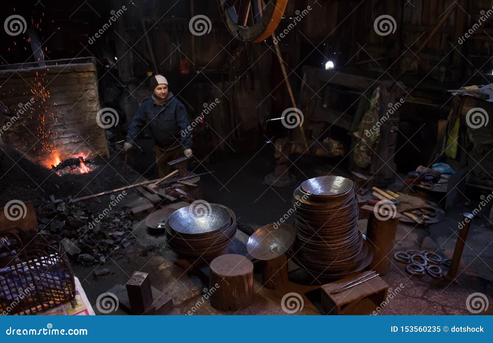 Young Traditional Blacksmith Working with Open Fire Stock Image - Image ...
