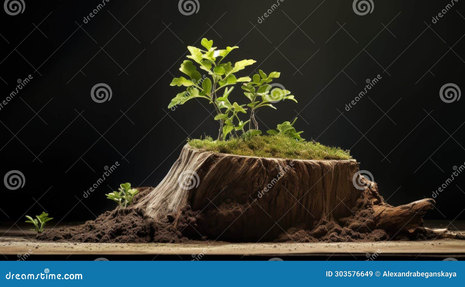Young Tree Emerging from Old Tree Stump Stock Illustration ...
